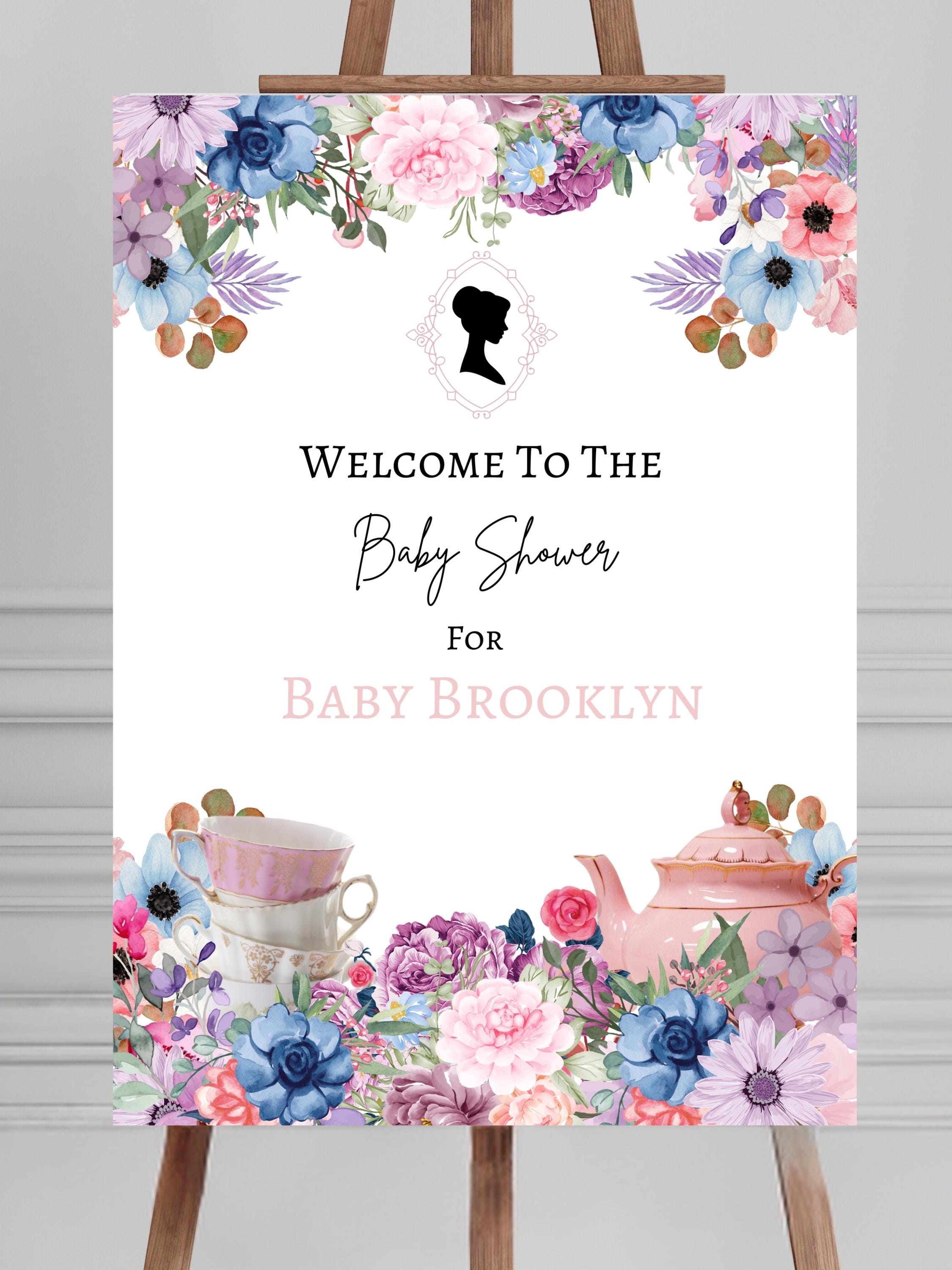 Bridgerton Baby Shower Welcome Sign, Elegant Floral Tea Party (digital ...