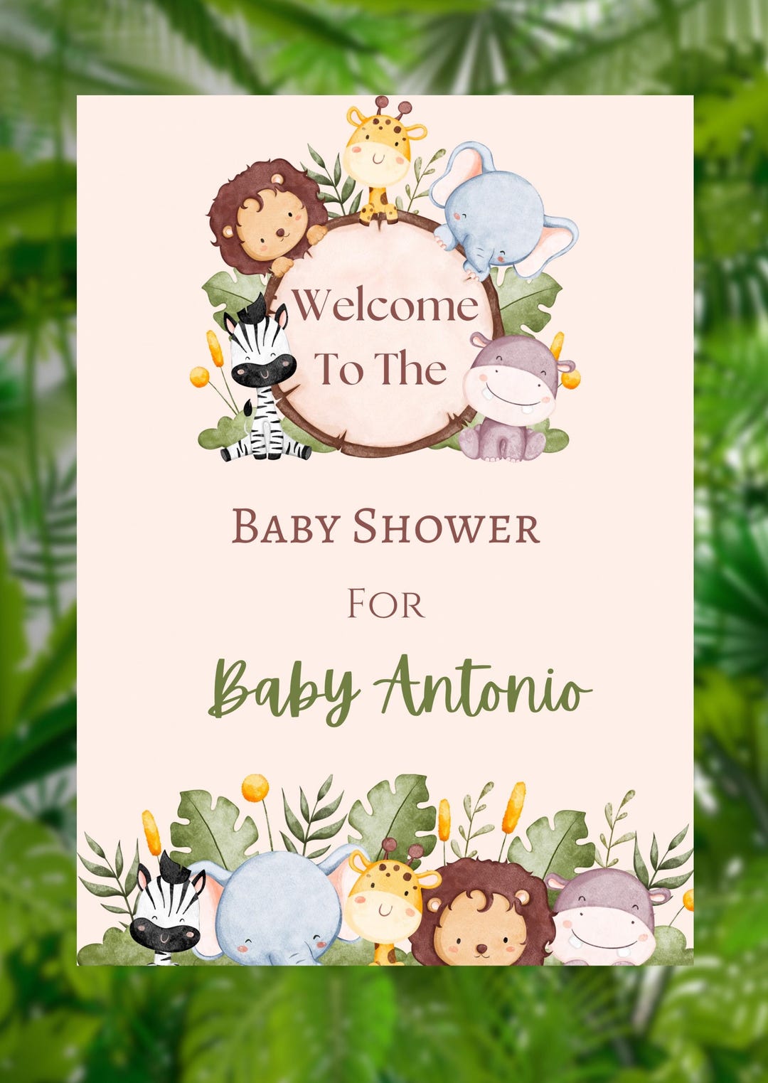 Safari Baby Shower Sign - Jungle Theme Baby Shower Welcome Sign ...