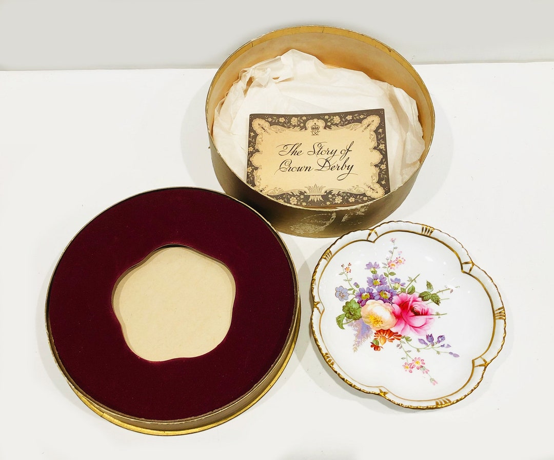 Gorgeous Antique Royal Crown Derby Scalloped Dish With Original Fancy ...