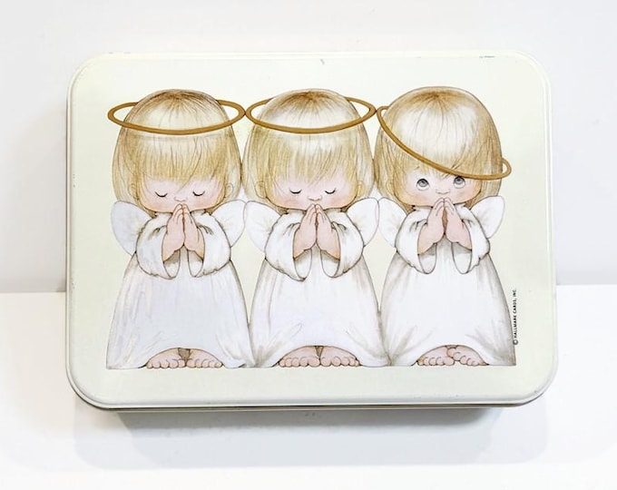 Vintage Hallmark Angels Christmas Tin, Three Angels, One With Crooked ...