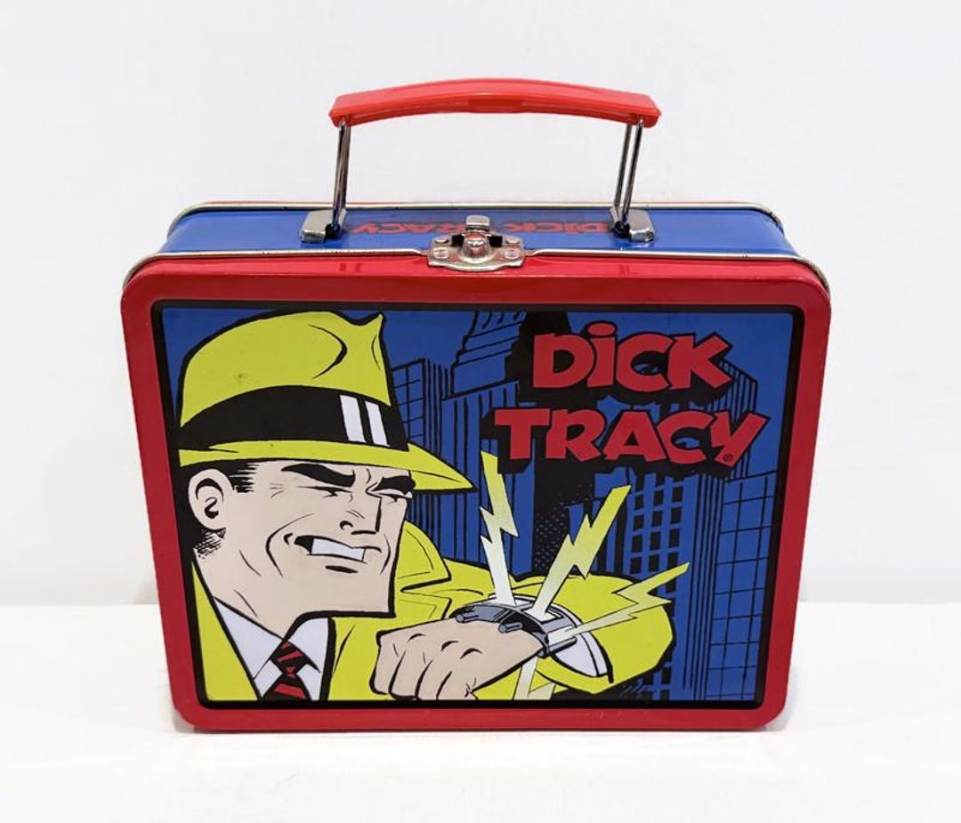 Retro Tin Lunch Box, "dick Tracy" With Wrist Communicator, Yellow Hat ...