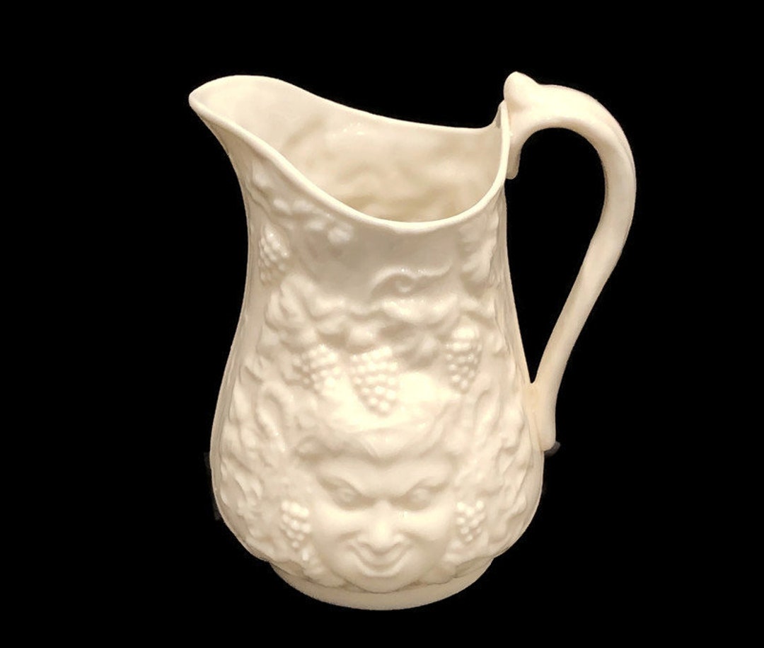 Vintage Belleek 10 Oz Creamer "mask" Pattern, Relief Faces and Grapevines, Fourth Mark, 1946 ...