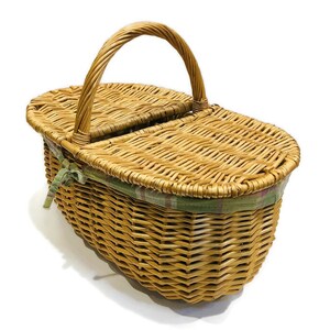 Vintage Oval Wicker Picnic Basket Large Loop Handle - Etsy