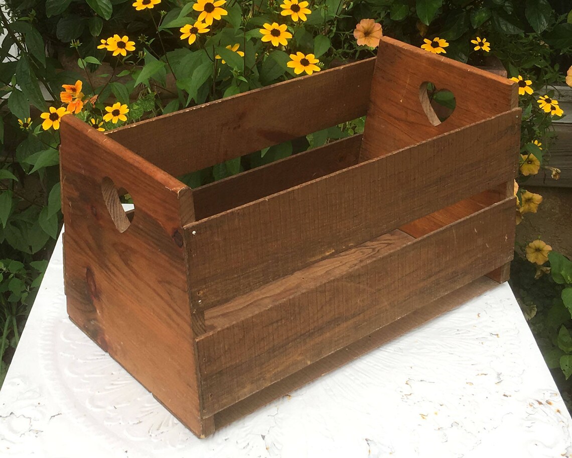 Vintage Large Wood Slat Crate Heart-shaped Cut Outs Solid - Etsy