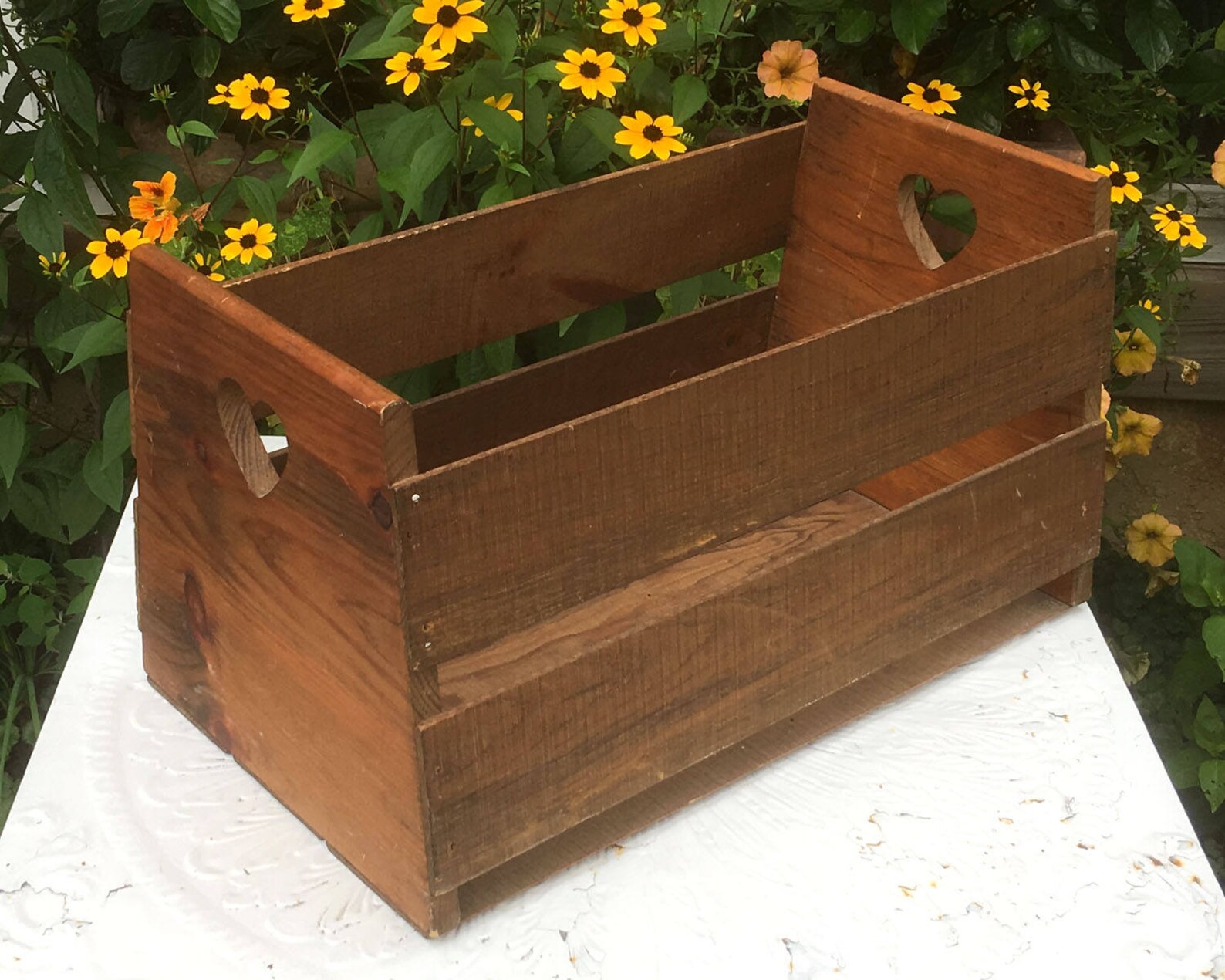 Vintage Large Wood Slat Crate Heart-shaped Cut Outs Solid - Etsy