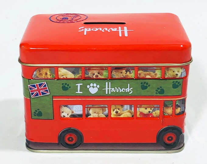 Vintage British Tin Bank, Money Box - London Double-decker Red Bus ...