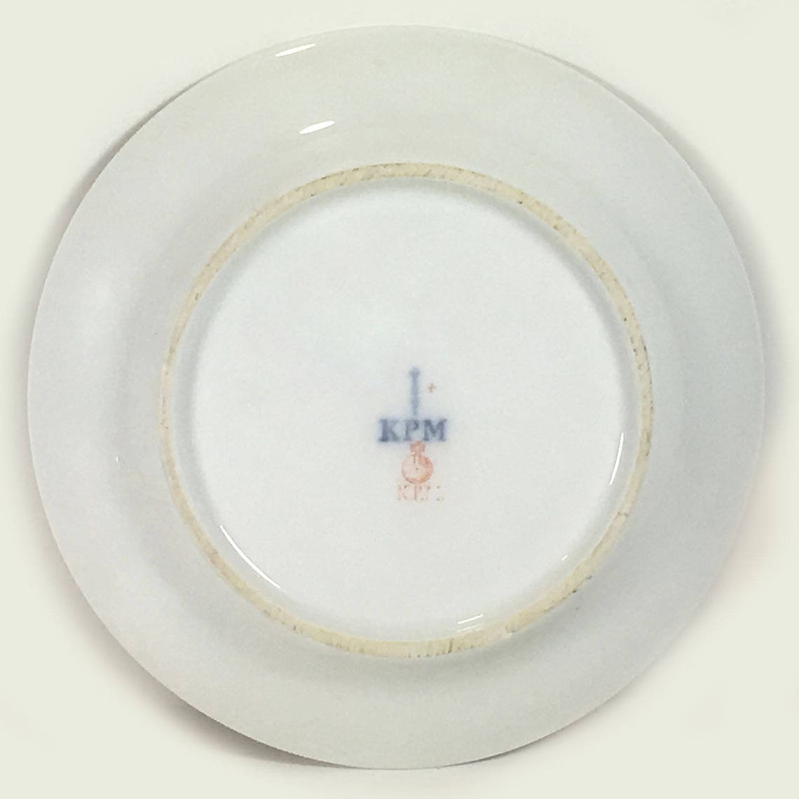Antique KPM Small Plate, Hand-painted Landscape in Center, Gold Trim ...