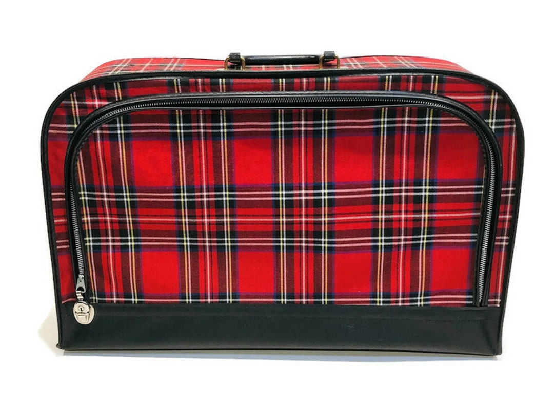 Vintage Red Tartan Plaid Suitcase With Silver-toned Hardware - Etsy
