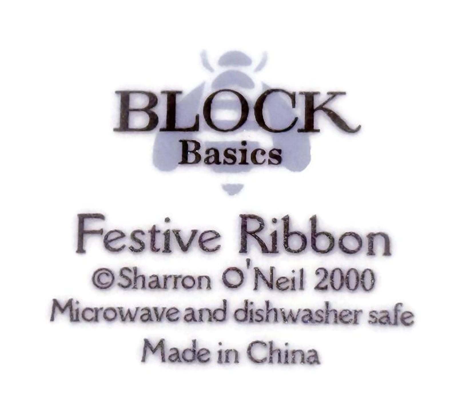 Vintage Christmas Dinner Plate "festive Ribbon" by Block Basics, Cream ...