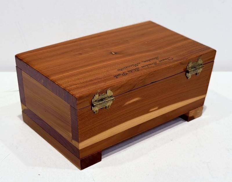 Vintage Small Cedar Wood Box, Solid Wood Construction, Footed, Small ...