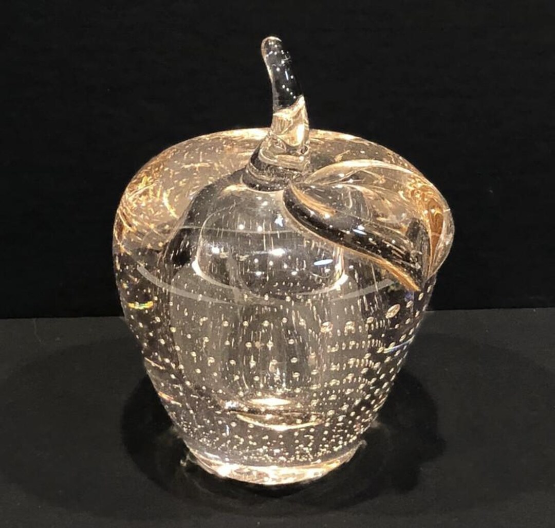 Vintage Large Clear Solid Glass Paperweight, Sphere, With Interior ...