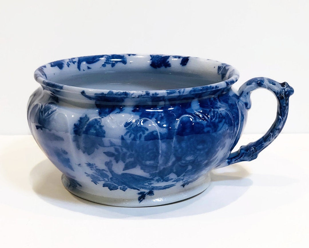 Antique Blue Flow China - Large Bowl With Handle, Flared Rim ...