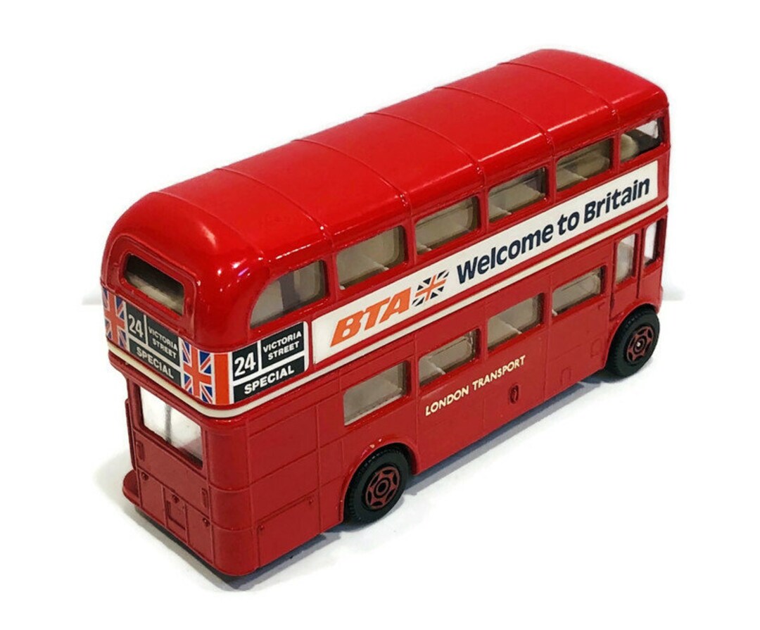 Vintage Diecast Red Double Decker British Bus, "london Transport", Made ...