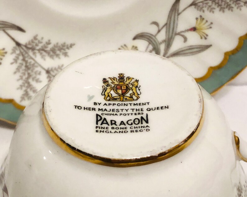 Vintage Paragon Teacup White With Mint Green Borders Fluted | Etsy