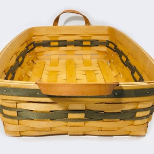 Vintage Royce Craft Two-tone Wood Slat Basket, Low Profile Large ...