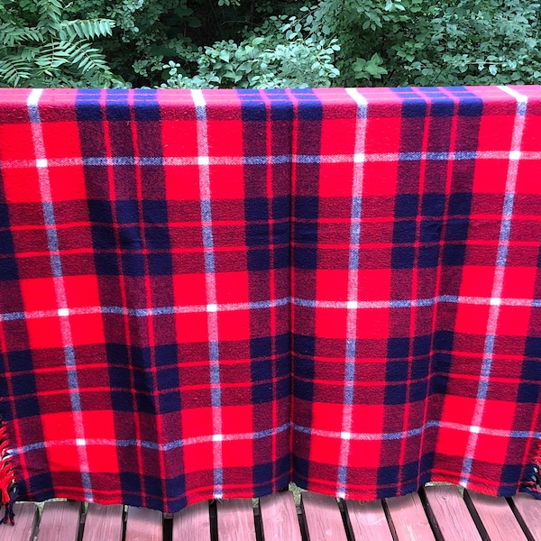 Red Plaid Blanket - Etsy