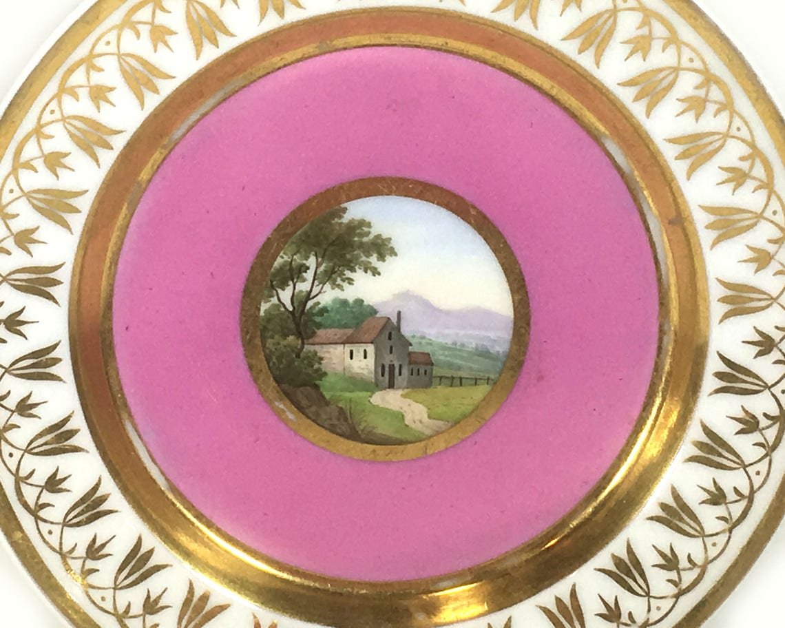 Antique KPM Small Plate Hand-painted Landscape in Center - Etsy