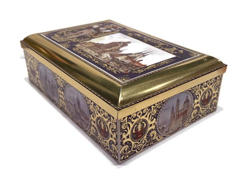 Vintage Large German Metal Tin / Trunk, Treasure Chest Tin - Limited ...