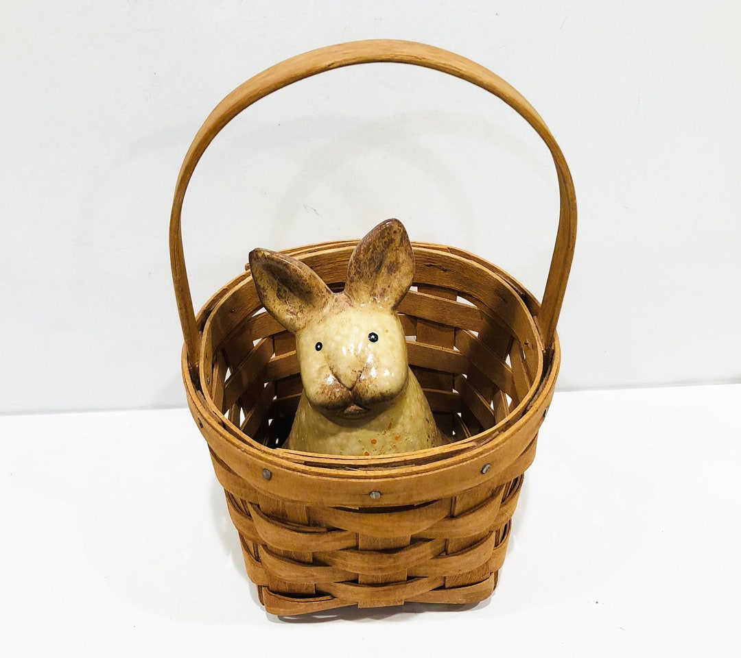 Vintage Longaberger Basket, Small Round Basket, Bent Wood Loop Handle ...