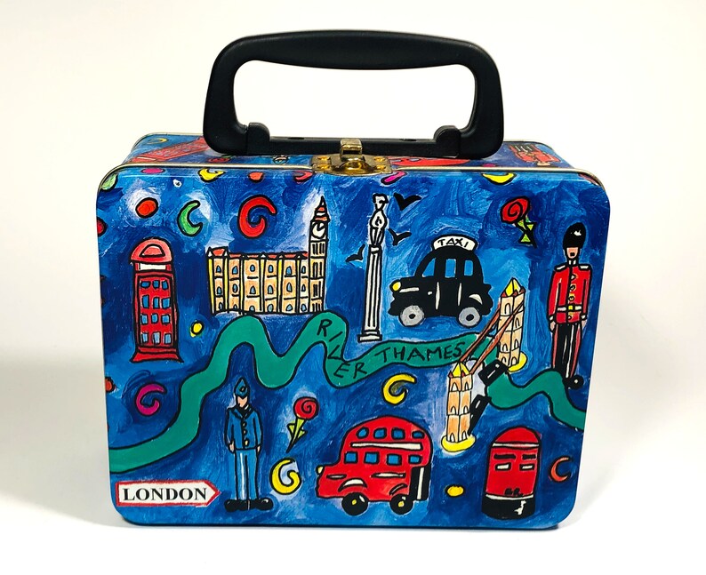 Vintage London Lunch Box Blue with Colorful Child | Etsy