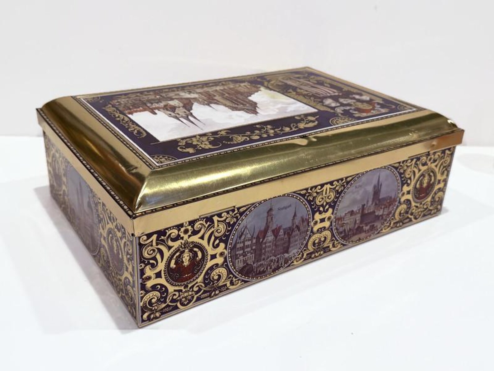 Vintage Large German Metal Tin / Trunk, Treasure Chest Tin - Limited ...