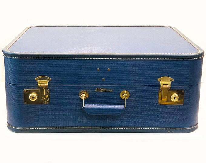 Vintage Dark Blue Lady Baltimore Classic Suitcase, Luxurious Interior ...