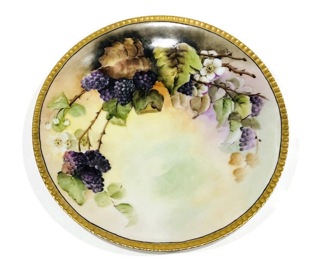 Gorgeous Vintage Plate, Fancy Textured Gold Rim, Luscious Branches of ...