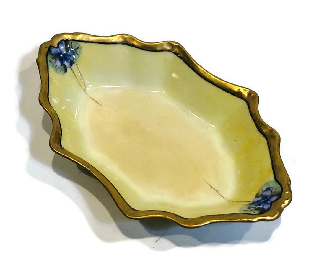Antique Limoges Trinket Dish - "elite" Limoges, Oval Shape With Wavy ...