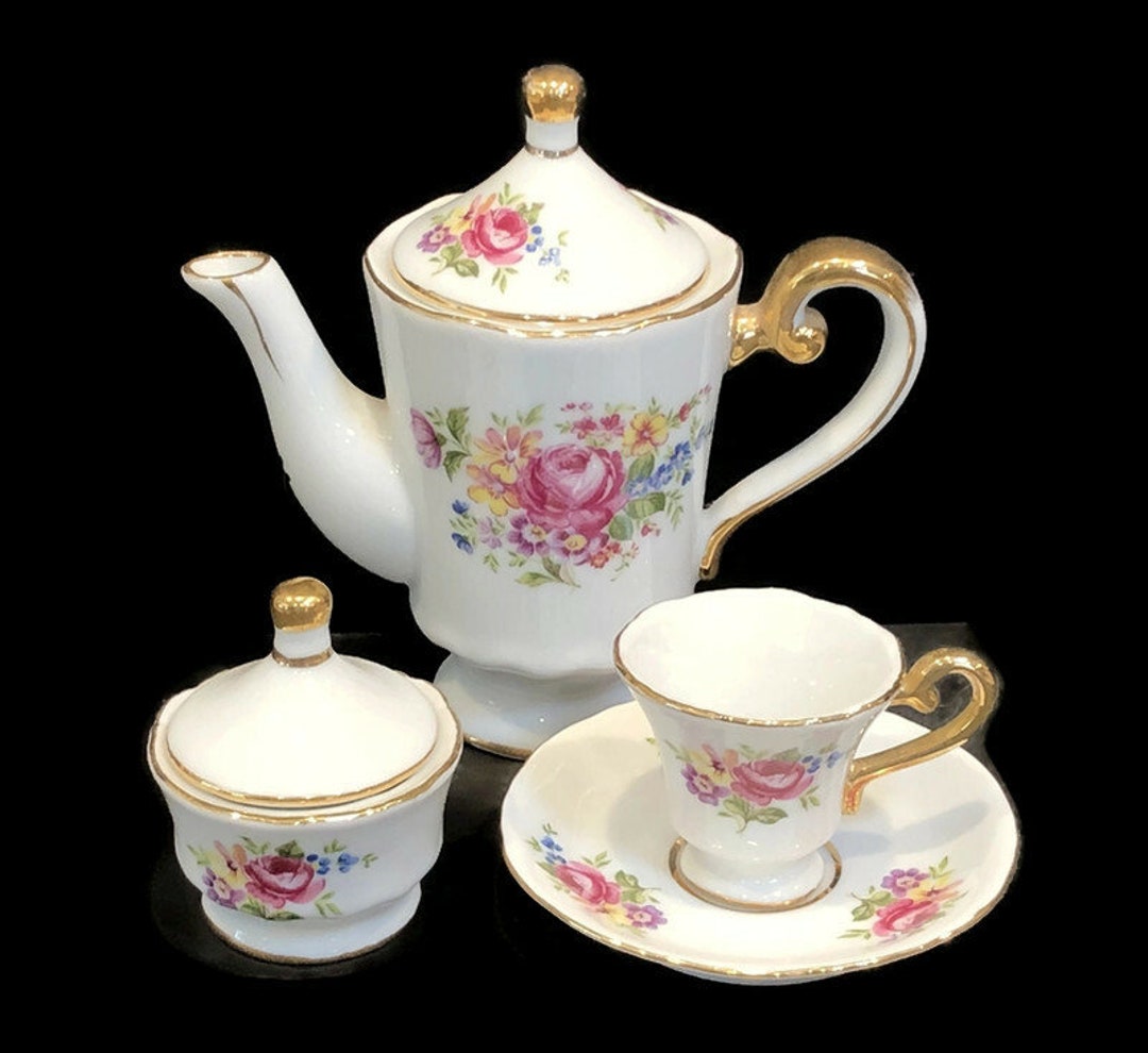 Mini Tea Set - Children's Play Set, Teapot, Teacup and Saucer, Lidded ...