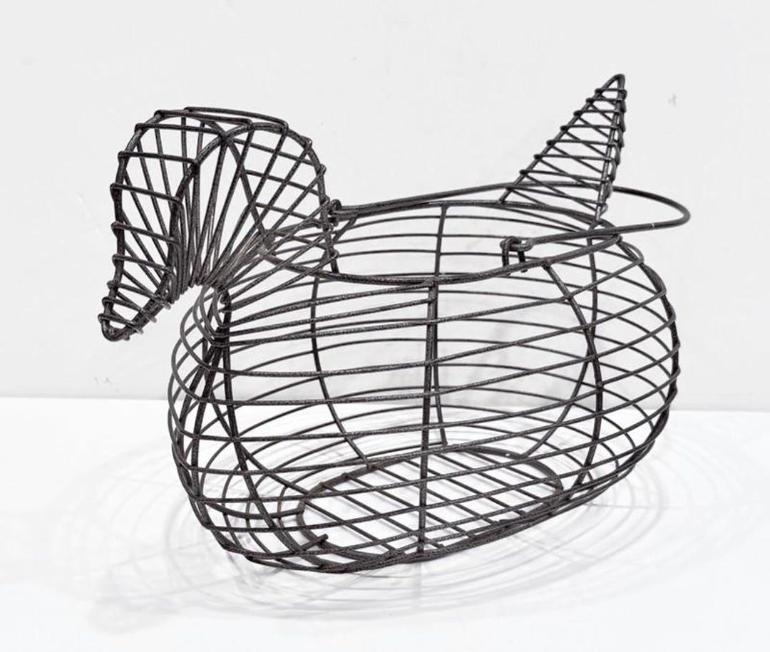 Large Chicken Wire Basket - Vintage Egg Basket, Loop Handle - Etsy