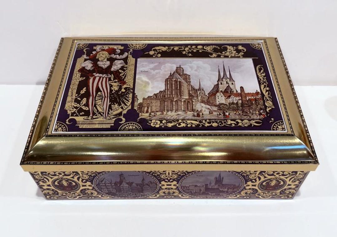 Vintage Large German Metal Tin / Trunk, Treasure Chest Tin - Limited ...