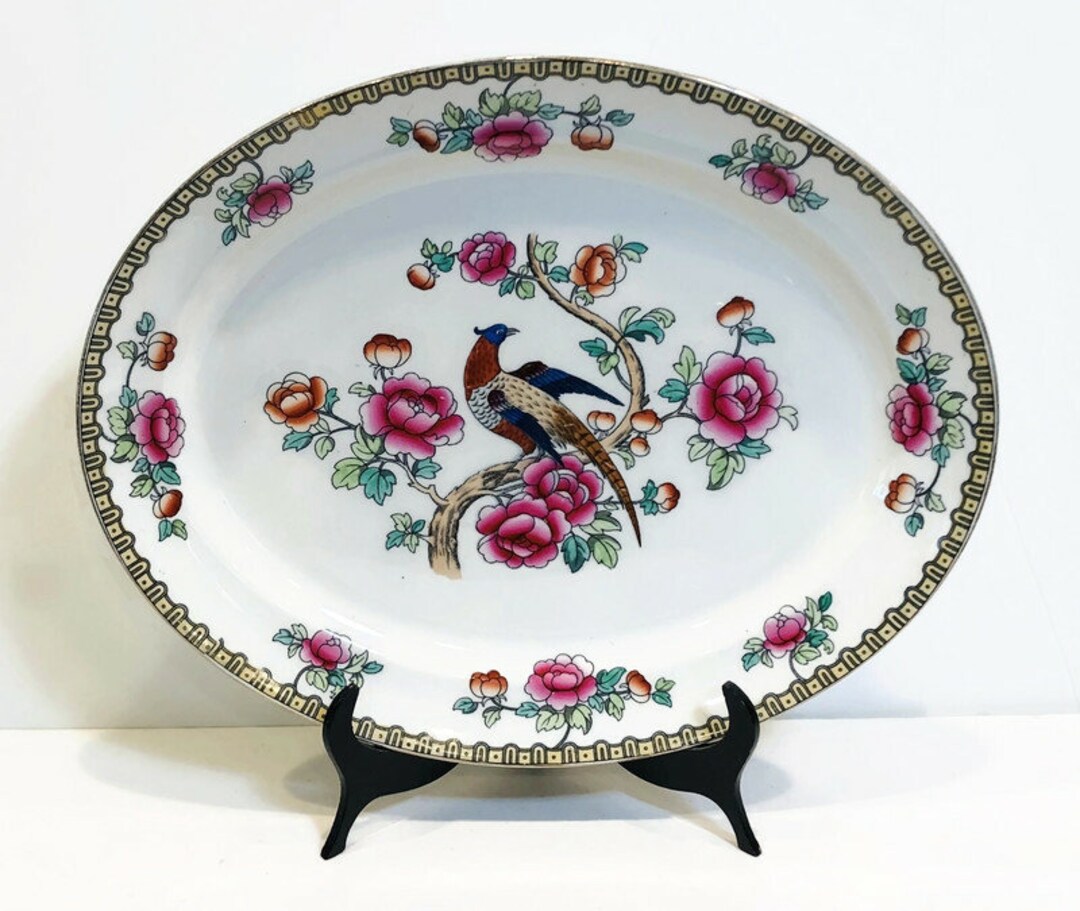 Antique F. Winkle & Co, "pheasant" 16 5/8 Inch Oval Platter, White With ...