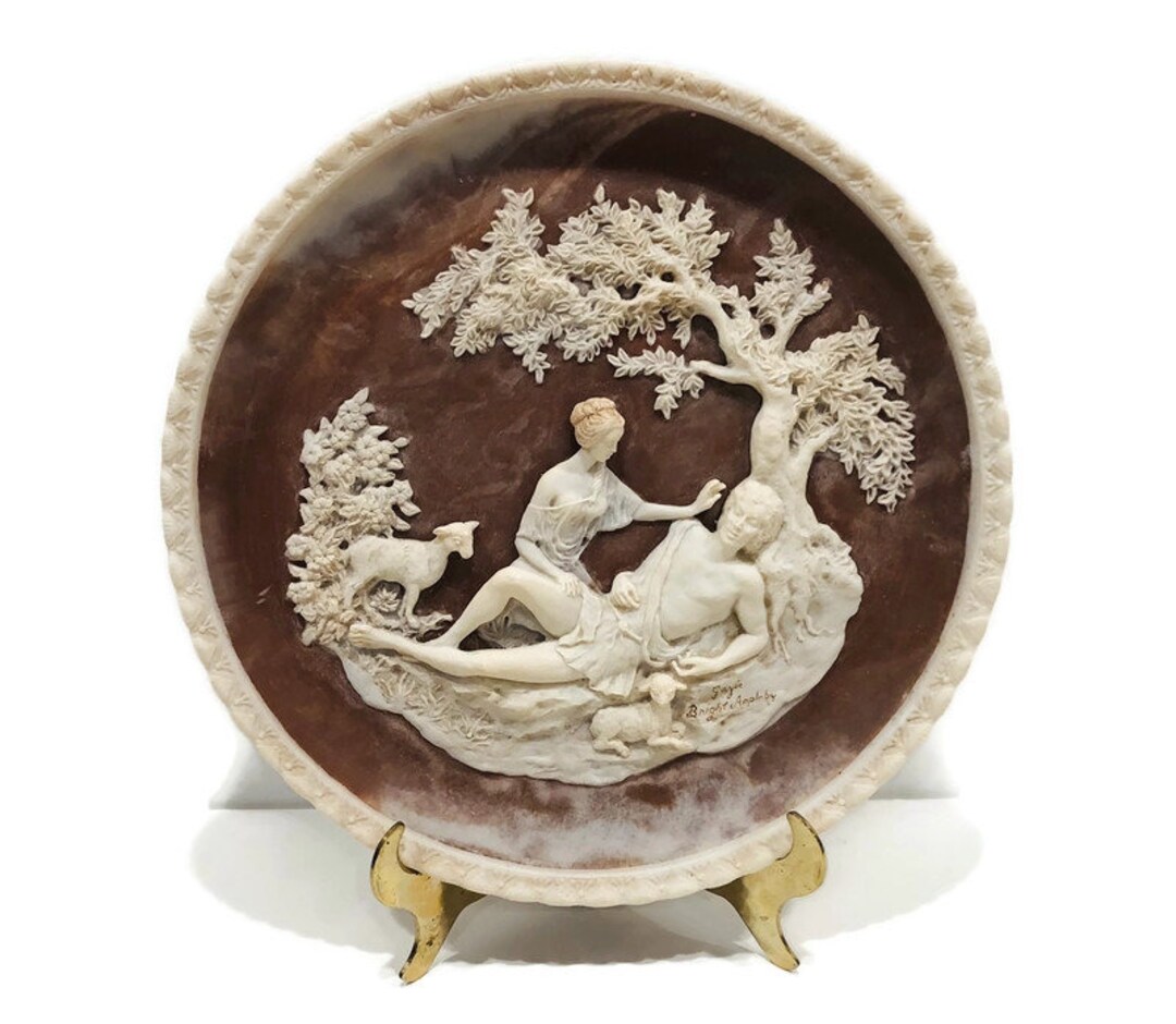 Incolay Plate, "a Thing of Beauty", (john Keats) Circa 1978, Sculptured ...