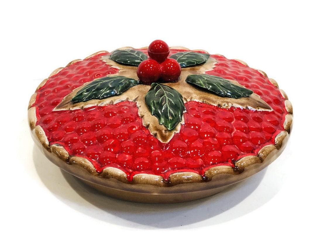Vintage Ceramic Pie Keeper With Lid, Cherry Pie, Realistic Pie Lid ...