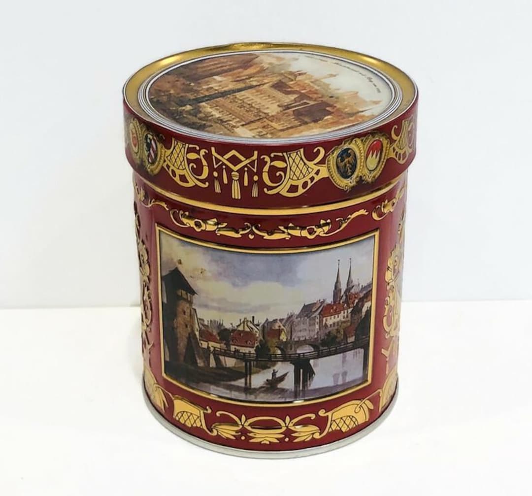 Vintage German Cookie Tin - Lebkuchen, Illustrated, Historical Tin ...