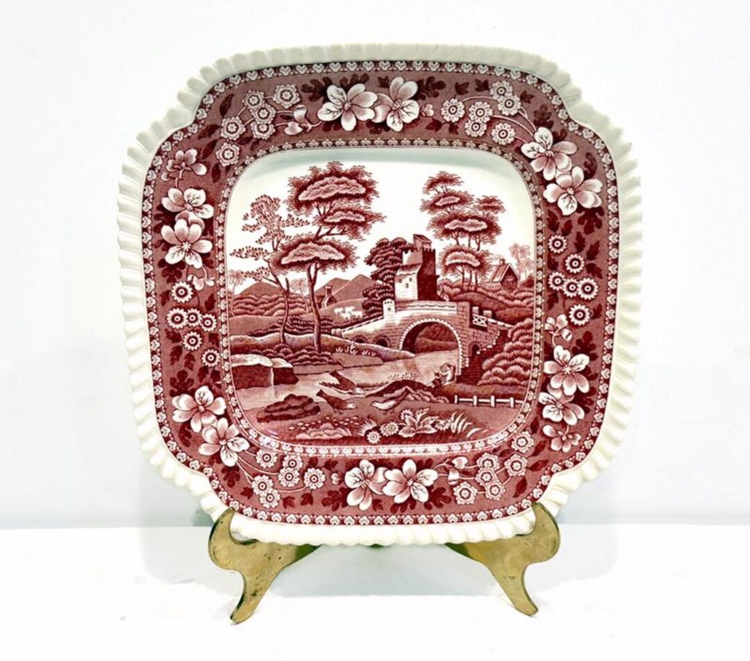 Vintage Spode Copeland "tower - Pink" Square Luncheon Plate, Older ...