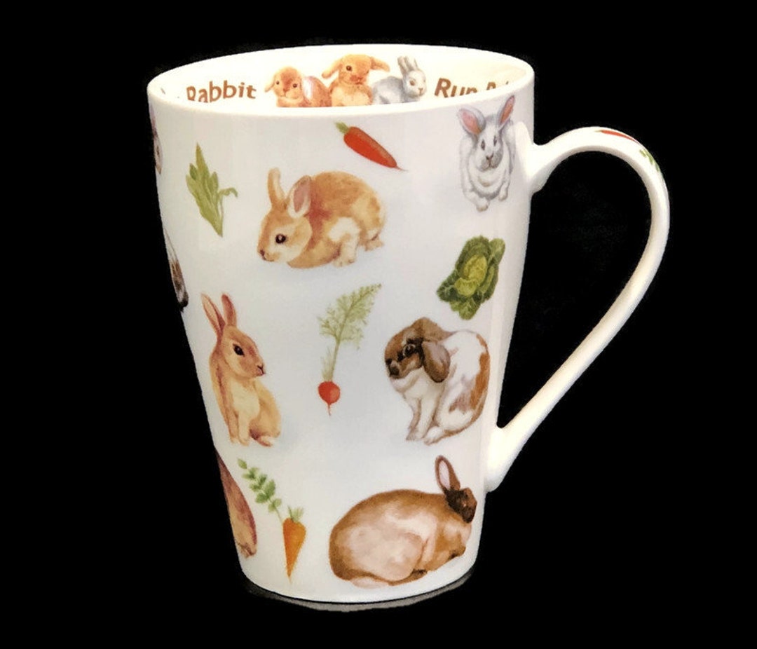 Adorable Bunny Mug "run Rabbit", Variety of Rabbits, Decorated Handle ...