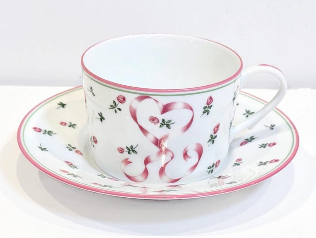 Vintage Teacup and Saucer, by A. Raynaud & Co.", Delicate Pink Roses ...