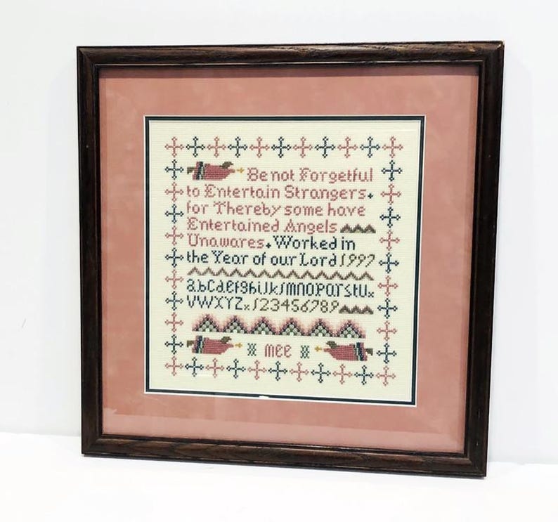 Vintage Cross Stitch Embroidery Sampler, "be Not Forgetful to Entertain ...