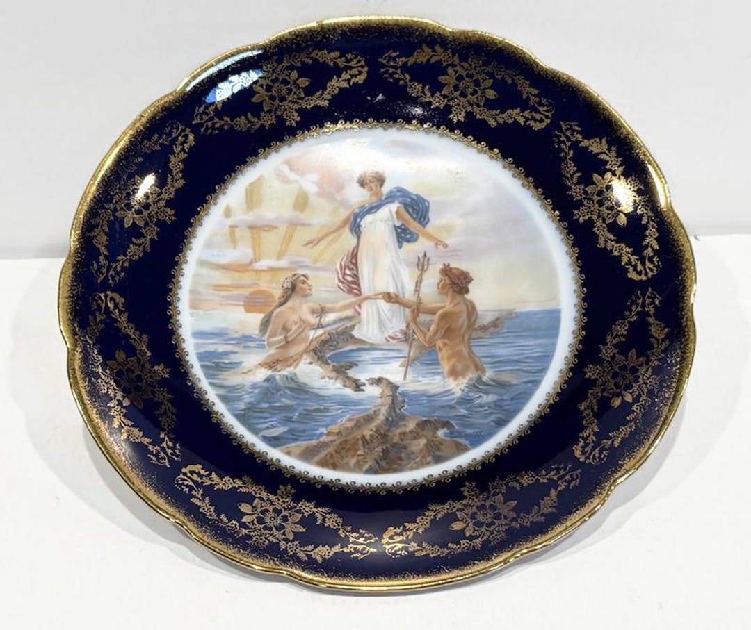 Vintage "marriage of Poseidon and Amphitrite" Plate, by Royal Austria ...