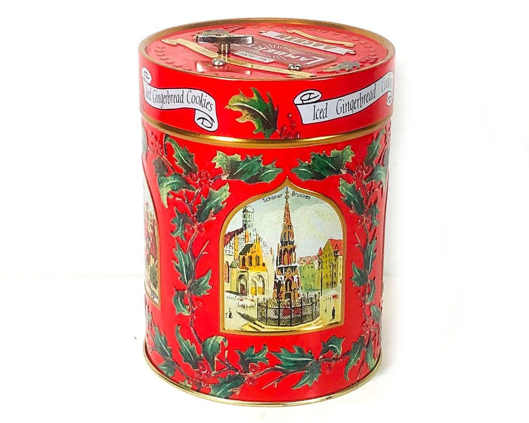 Vintage German Cookie Tin / Music Box, "deck the Halls" - by Lambertz ...