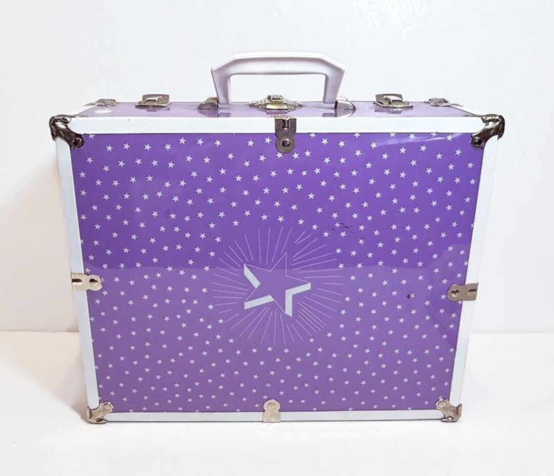 Retro Metal Roller Skate Case - Purple and White, Silver Metal Corner ...
