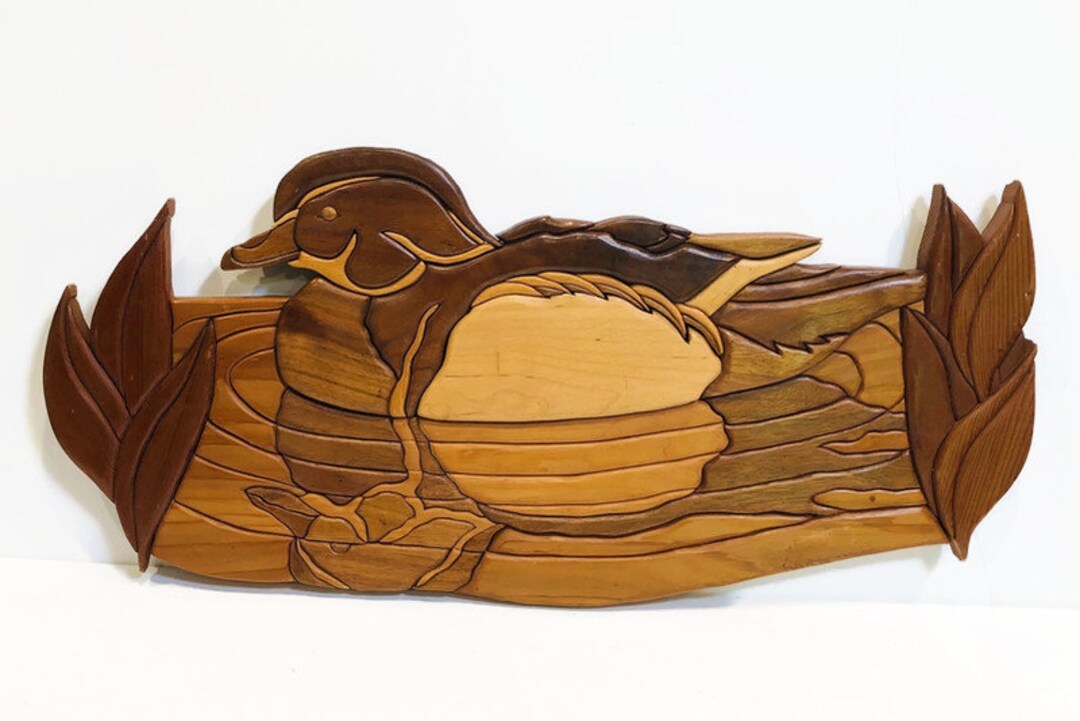 Vintage Wood Duck Intarsia, Wall Plaque, Multiple Varieties of Wood ...