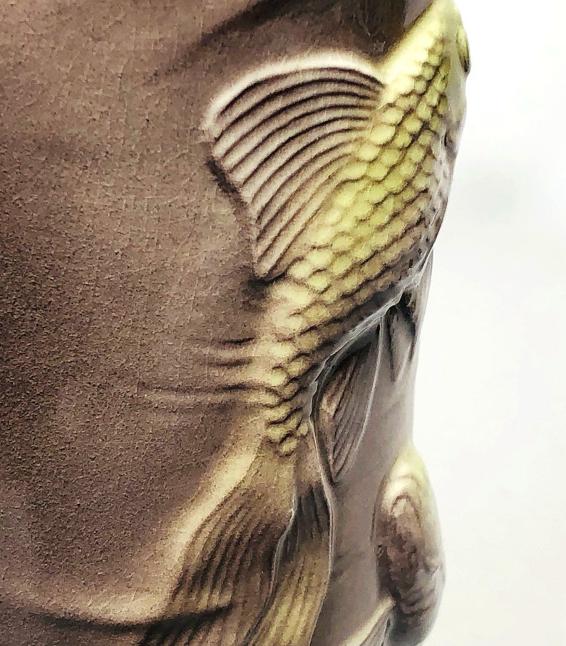 Vintage Royal Copley Tall Gold Fish Vase, Outstanding 3D Texture ...