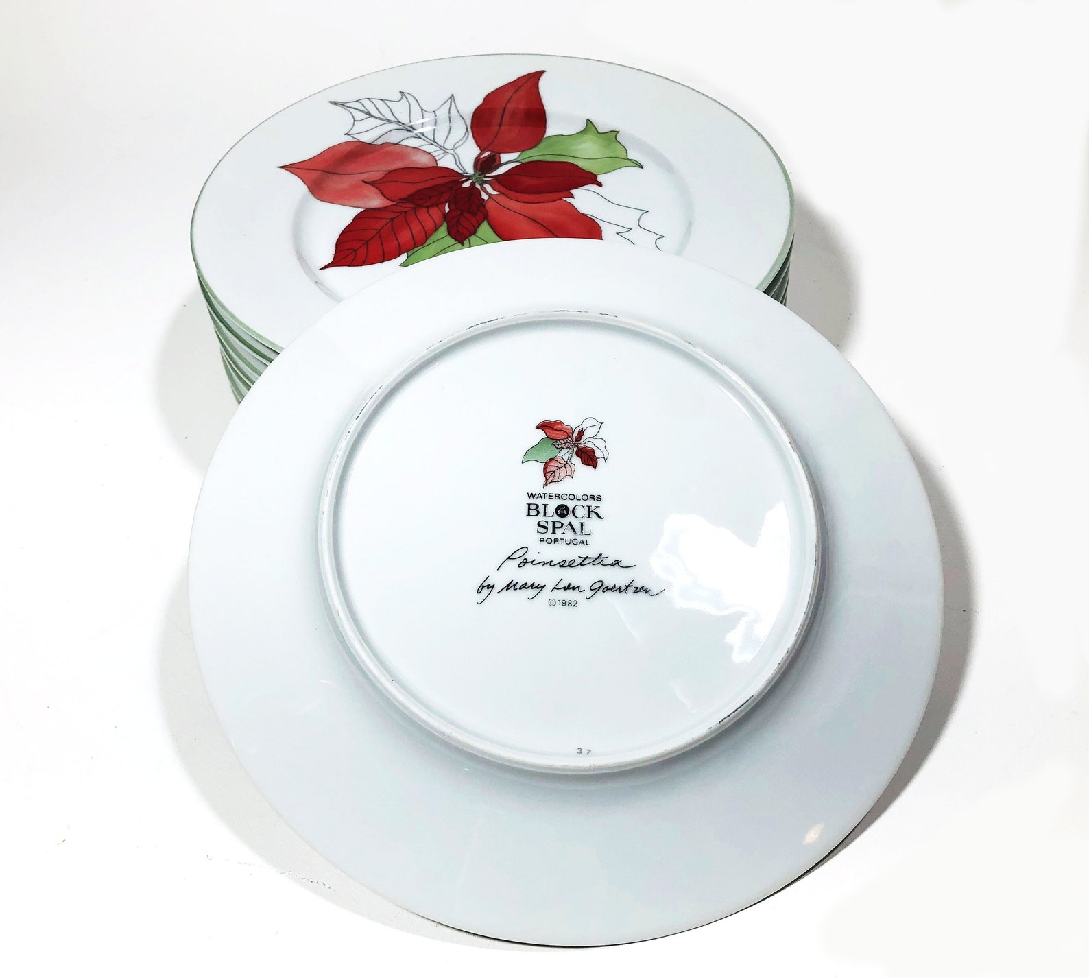 Vintage Block Spal poinsettia Salad Plate Circa - Etsy