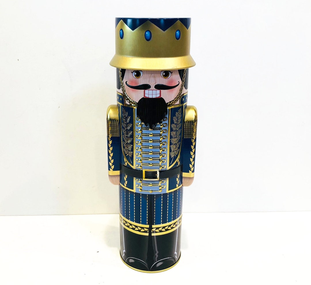Holiday Metal Tin - Nutcracker, Blue, Black and Gold, Lidded Tin, Wine ...