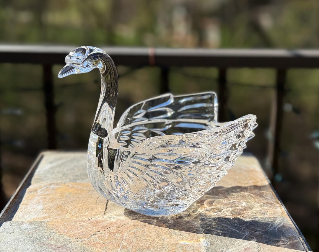 Large Crystal Swan Bowl, Lead Crystal Bowl, Elegant Shape - Etsy