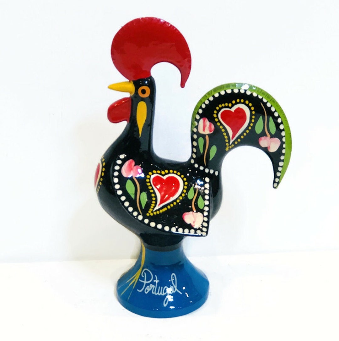 Enameled Metal Barcelos Rooster, Colorful Folk Art, From Portugal ...