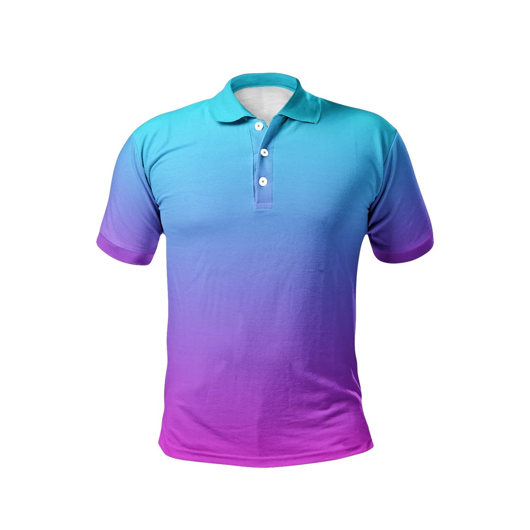 Men's Golf Polo, Gradient Color Fade Vibrant Polo Shirts Golf Apparel ...