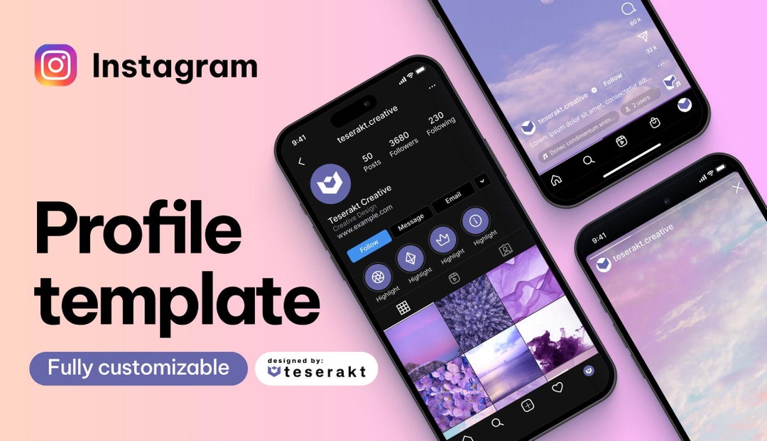 Instagram Profile Template Fully Customizable for Mockups, Banners ...